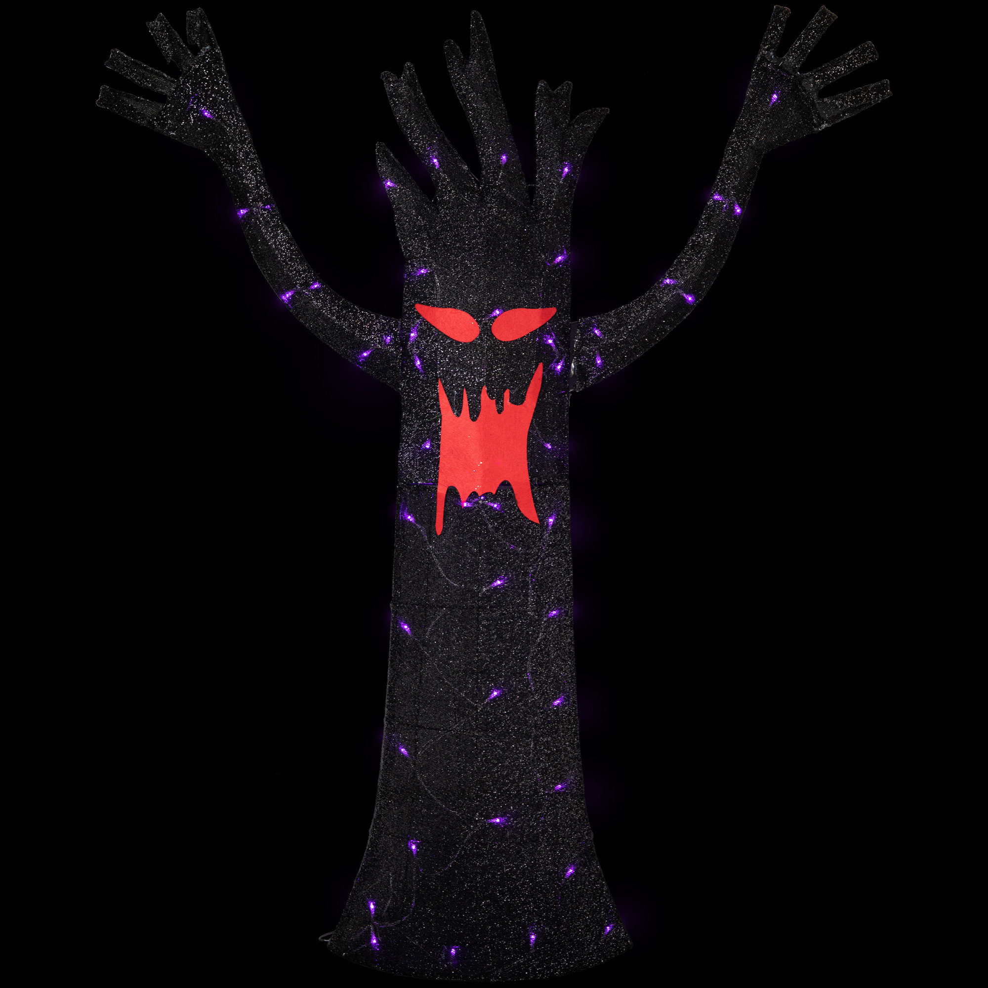 Northlight Seasonal 55" LED Lighted Black Terrifying Tree Outdoor Halloween Decoration Purple ...